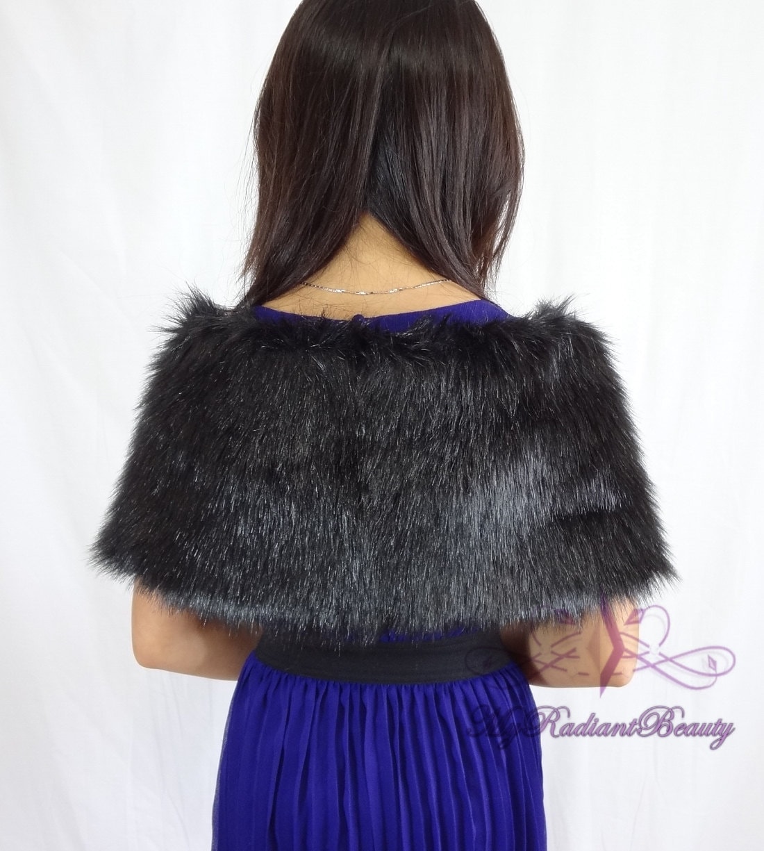 Faux Fur Kid Wrap, Black Faux Fur Stole for Flower Girl, Wedding Fur ...