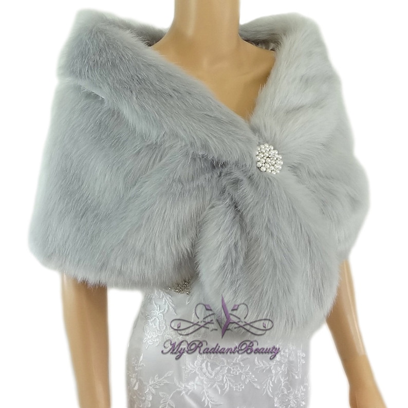 Faux Fur Stole Silver Faux Fur Wrap Fur Shrug Wedding Fur | Etsy