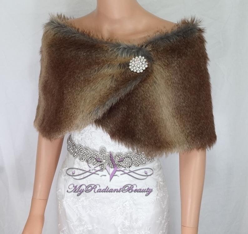 Faux Fur Stole Vintage Brown Faux Fur Wrap Fur Cape Fur | Etsy