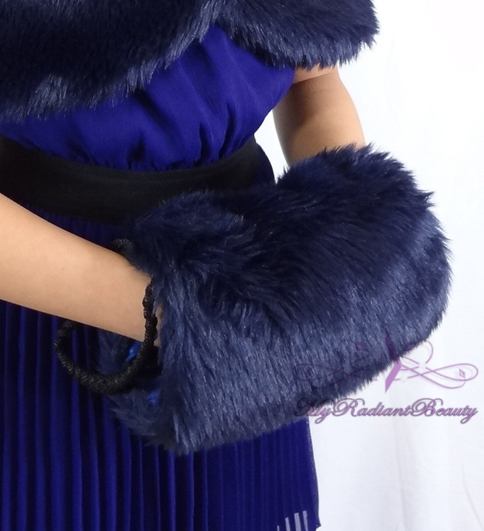 Faux Fur Muff Navy Blue Faux Fur Hand Muff Flower Girl Fur | Etsy