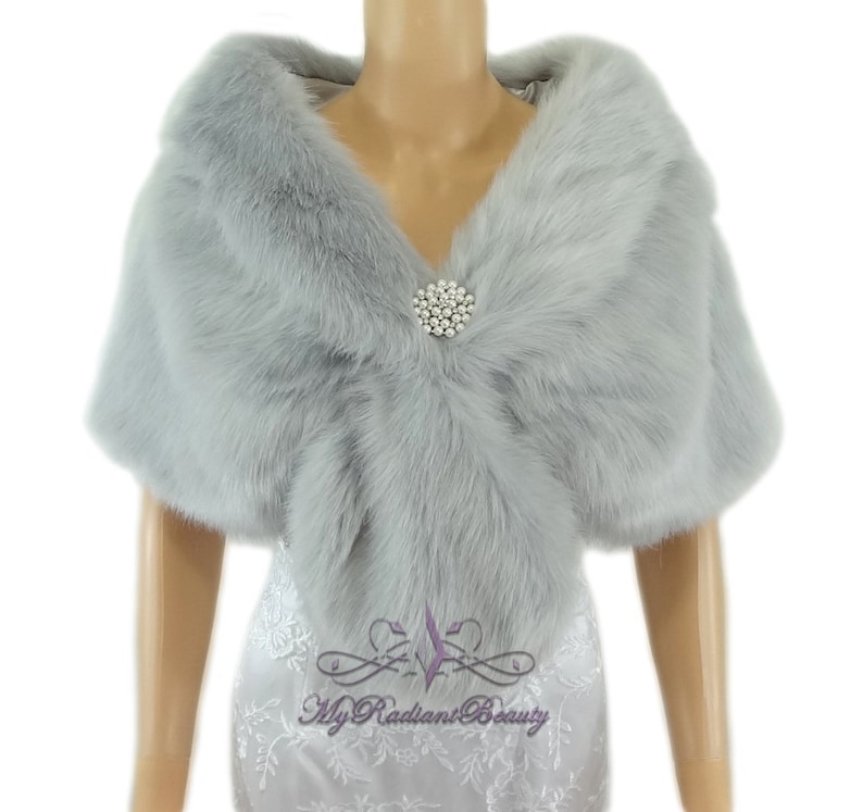 Faux Fur Stole Silver Faux Fur Wrap Fur Shrug Wedding Fur | Etsy