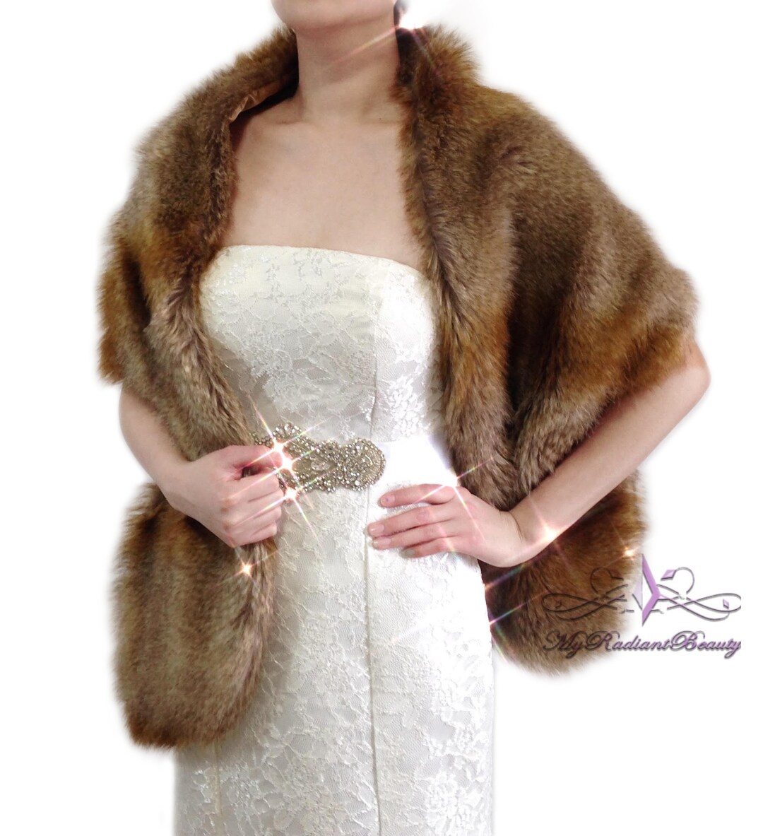 Faux Fur Stole, Vintage Brown Faux Fur Wrap, Faux Fur Shrug, Fur Stole ...
