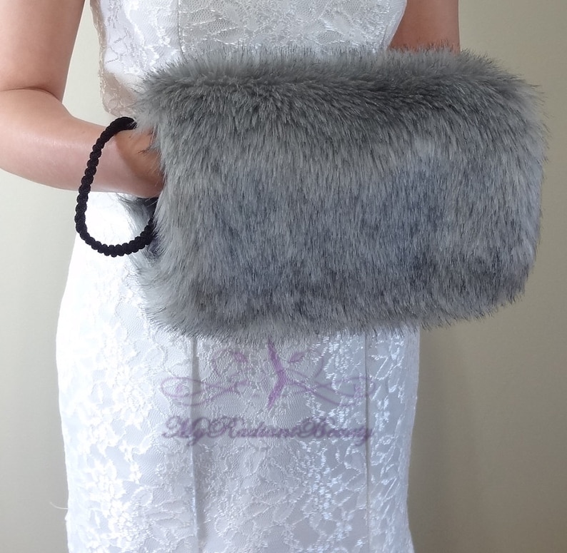 Faux Fur Hand Muff Grey Chinchilla Hand Warmer Faux Fur | Etsy