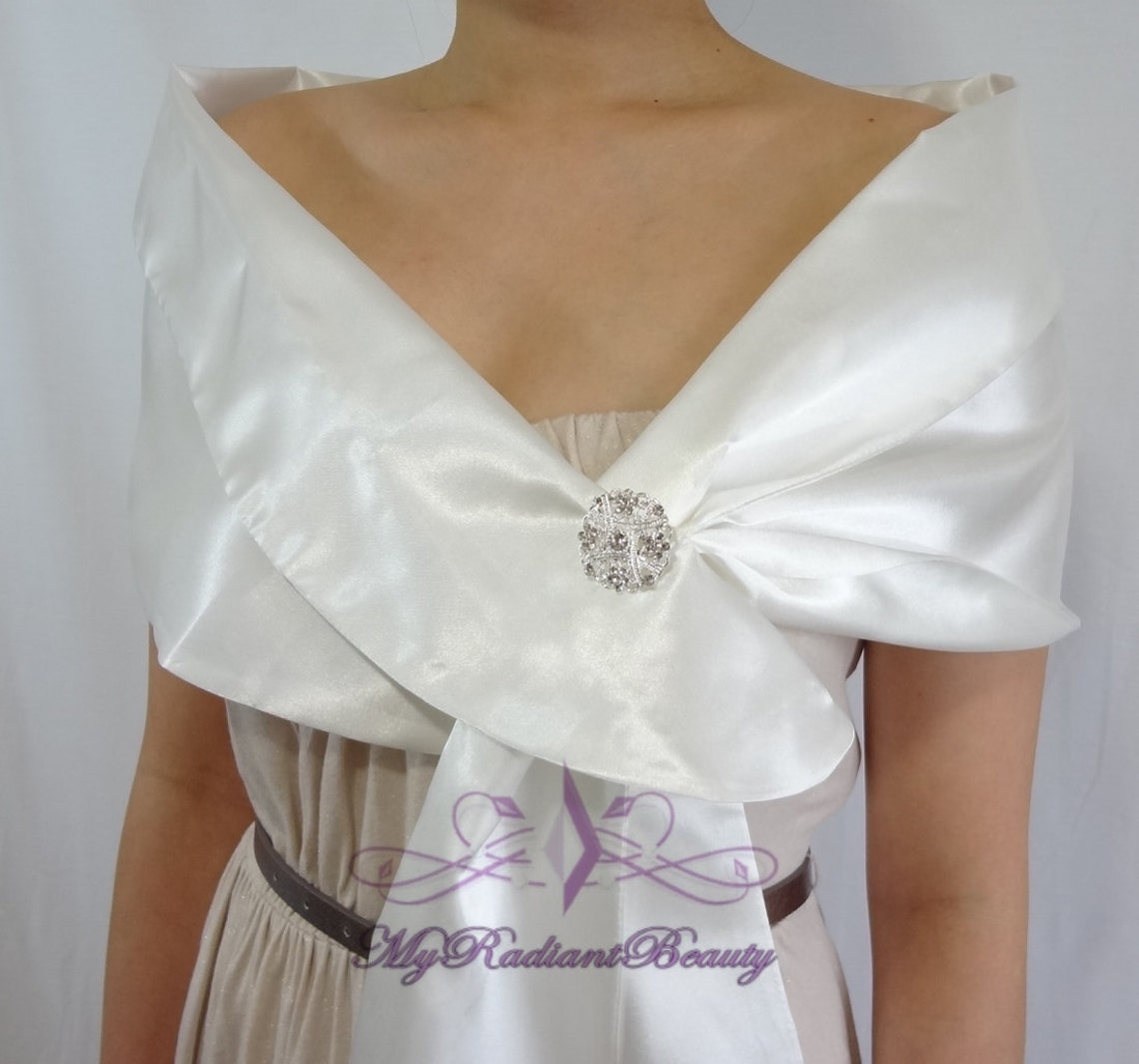 Satin Bridal Wrap Stole Bolero Ivory Satin Stole Silk Prom | Etsy