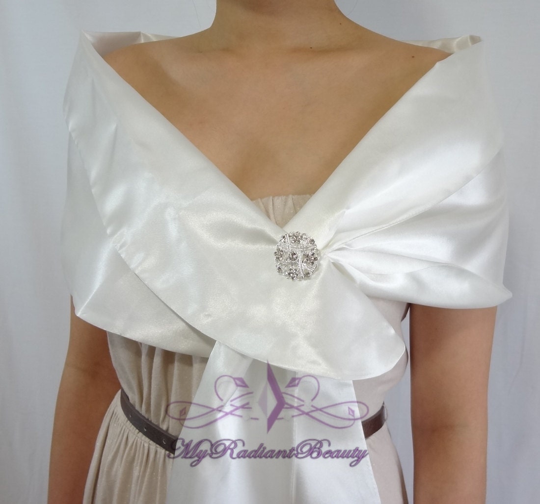 Satin Bridal Wrap Stole, Bolero, Ivory Satin Stole, Silk Prom Scarf ...