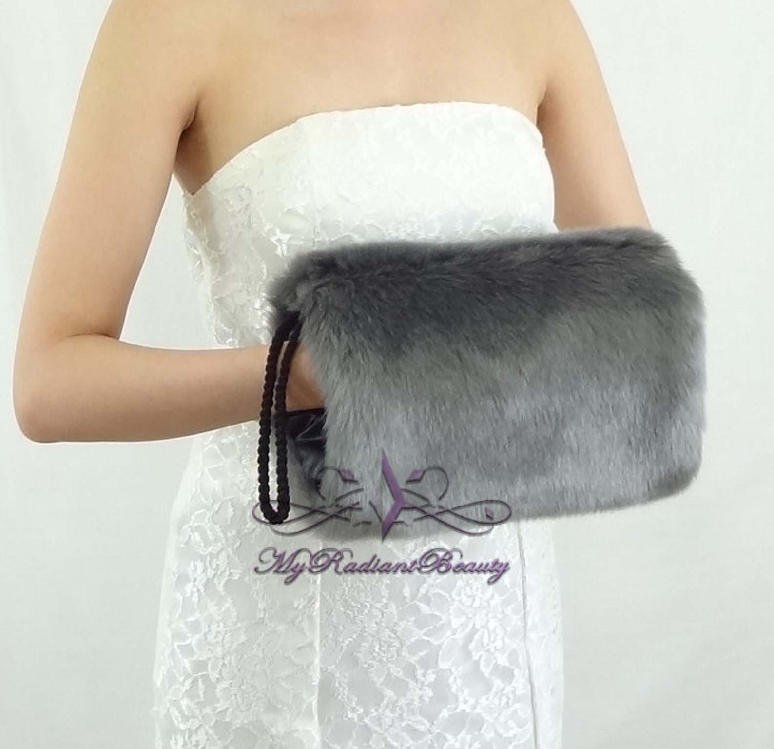 Faux Fur Hand Muff Gray Fur Hand Warmer Wedding Fur Muff - Etsy