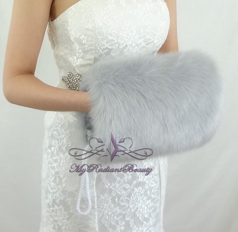 Faux Fur Hand Muff Silver Fur Hand Warmer Wedding Fur Muff | Etsy