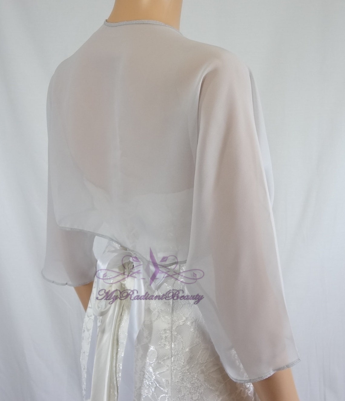 Grey Chiffon Jacket, Bridal Bolero, Wedding Bolero Jacket, Chiffon ...