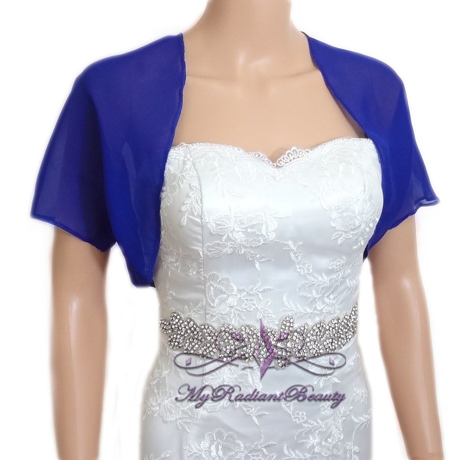 Chiffon Shrug, Royal Blue Bolero, Wedding Silk Jacket, Chiffon Jacket ...