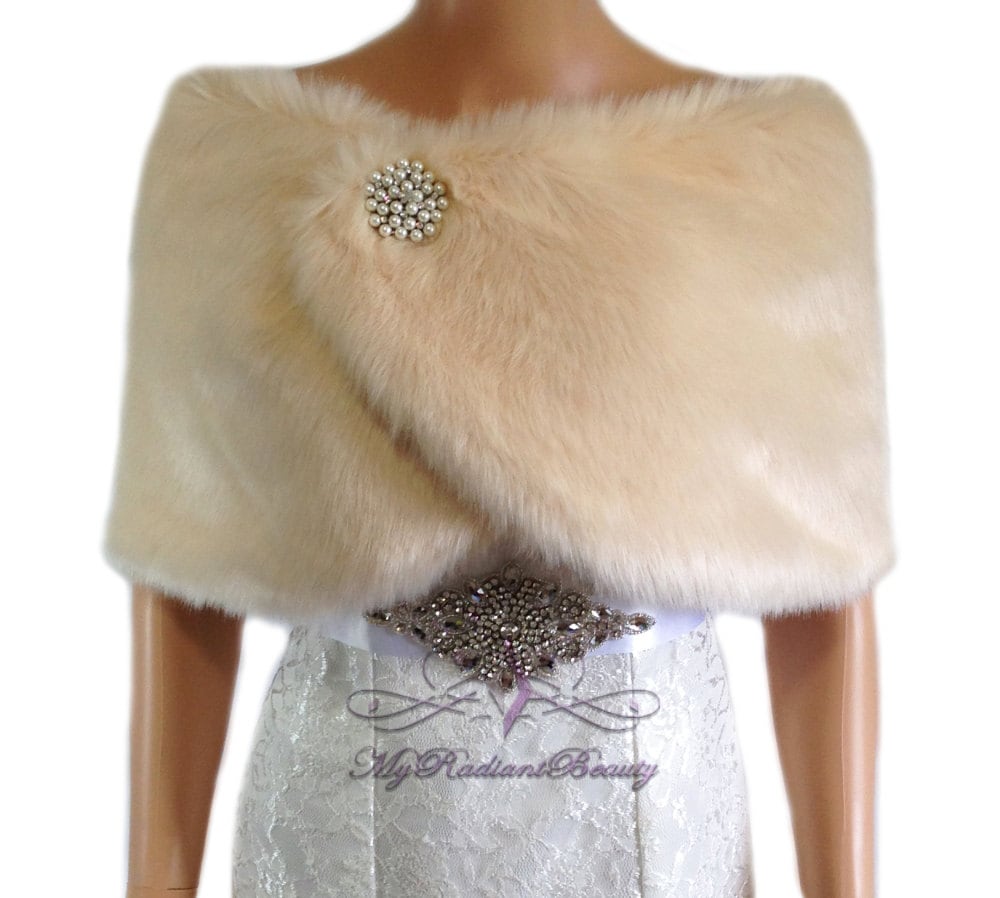Faux Fur Wrap Champagne Faux Fur Cape Faux Fur Stole Fur | Etsy