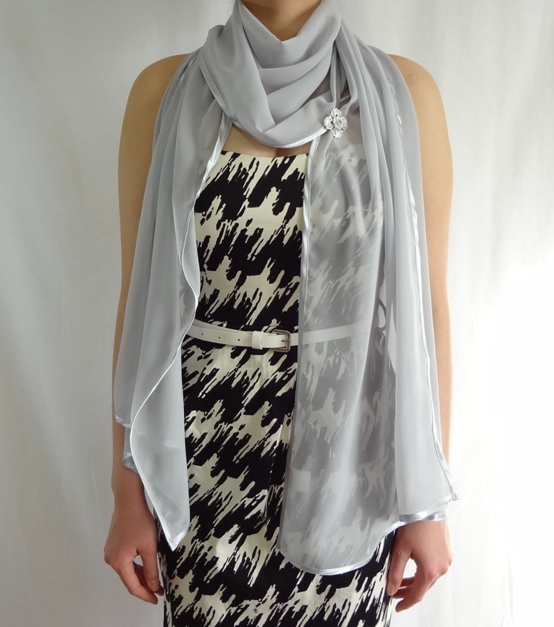 Chiffon Bridal Wrap Stole Silver Chiffon Shawl Silk Felt - Etsy UK