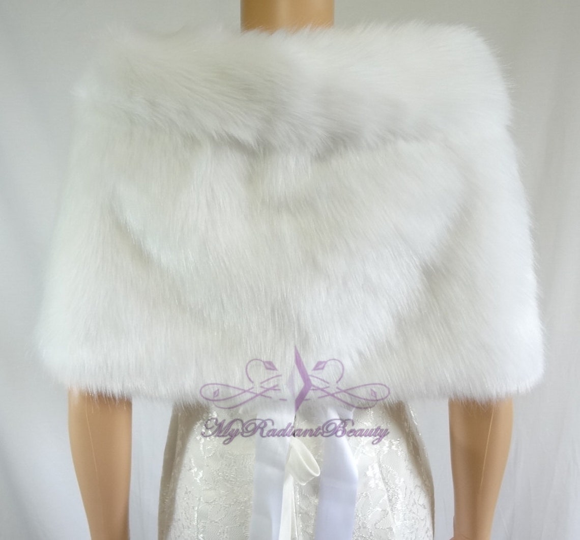 Faux Fur Wrap White Faux Fur Stole Bridal Wrap Faux Fur | Etsy