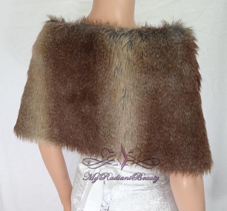 Faux Fur Stole Vintage Brown Faux Fur Wrap Fur Cape Fur | Etsy