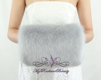 Silver Fur Muff Gray Faux Fur Hand Muff Bridal Wedding Hand - Etsy