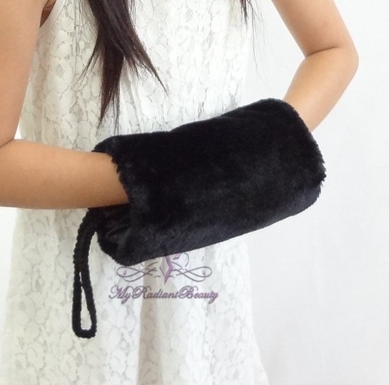 Mink Flower Girl Hand Muff Black Faux Fur Hand Warmer for - Etsy
