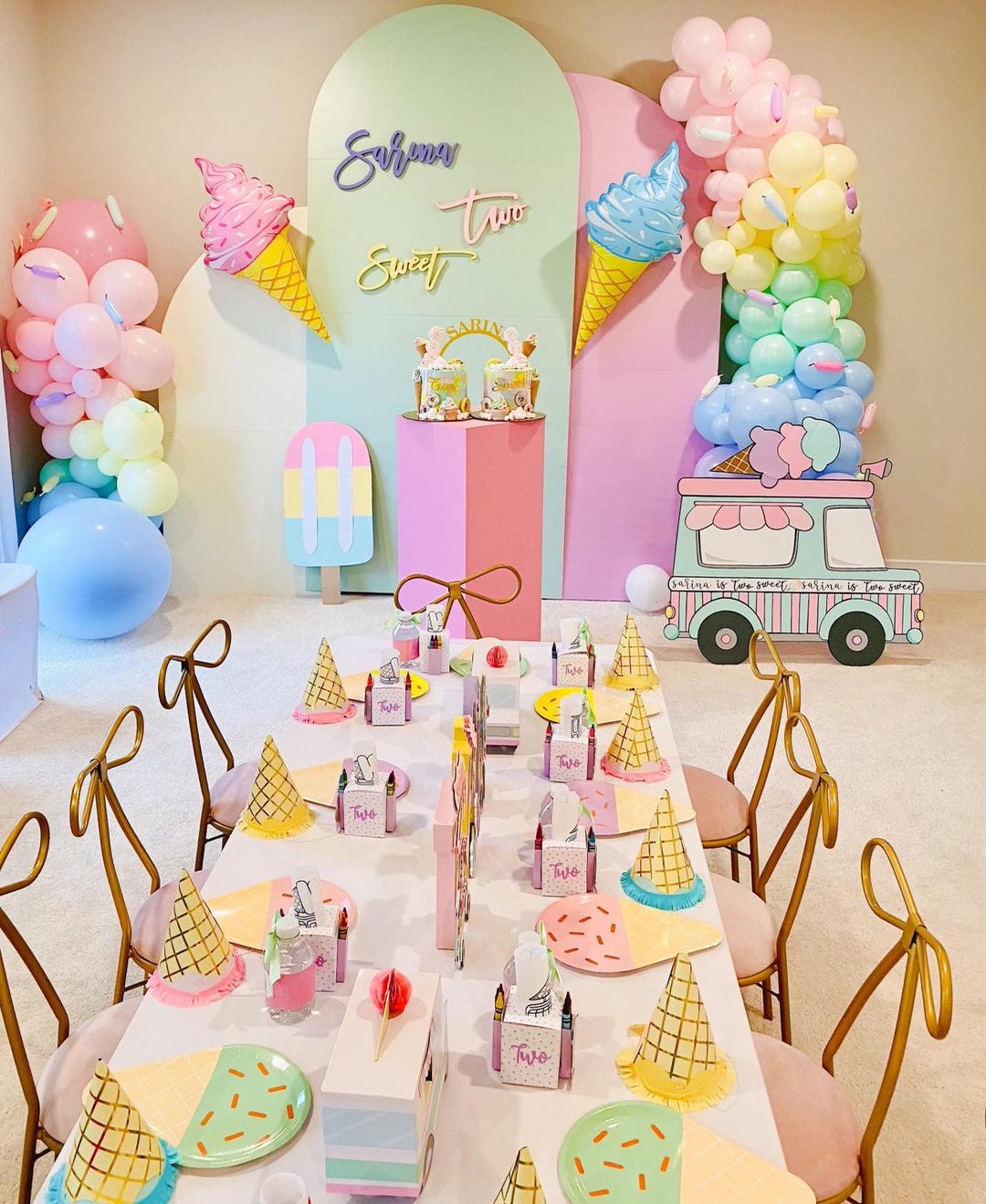 Two Sweet Birthday Ice Cream Truck, Two Sweet Party Prop, Two Sweet ...