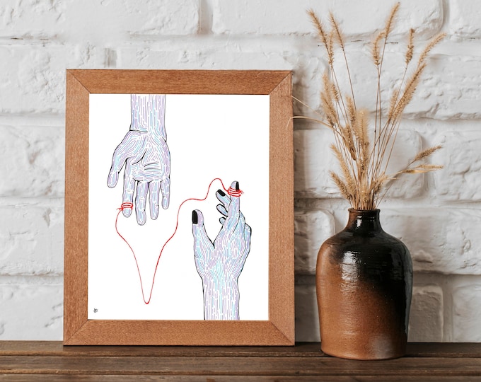 Red Thread of Fate Print High Quality 8x10 Art Print Hands Friendship ...