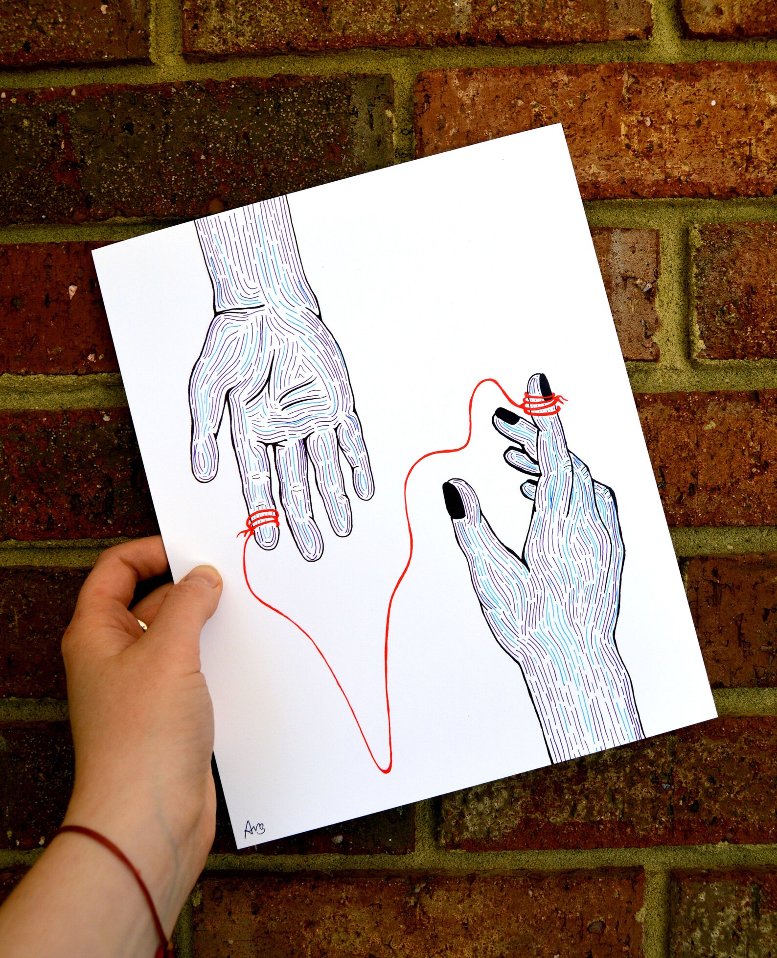 Red Thread of Fate Print High Quality 8x10 Art Print Hands - Etsy