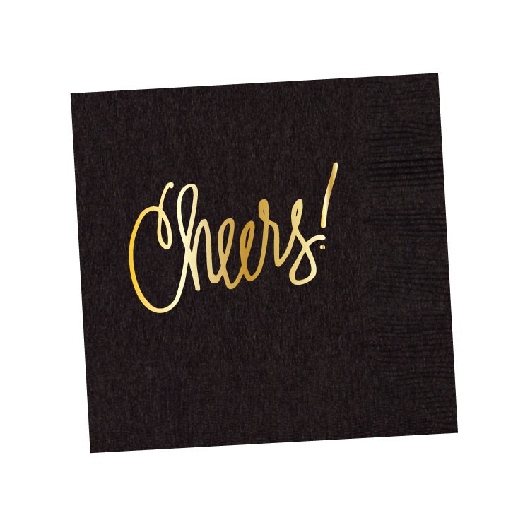 Napkins Cheers Black in Stock - Etsy