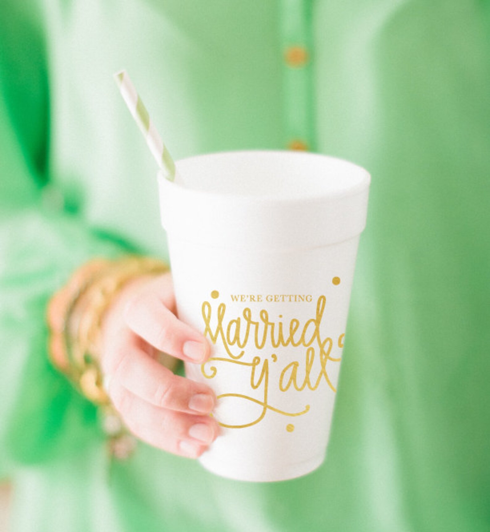 Foam Cups | Married Y'all! (gold) - Etsy