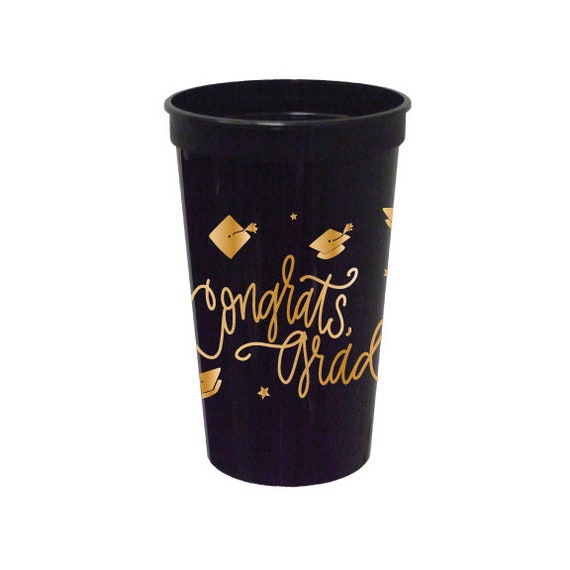 Congrats Grad Stadium-style Cups 22 Oz. Large BLACK - Etsy