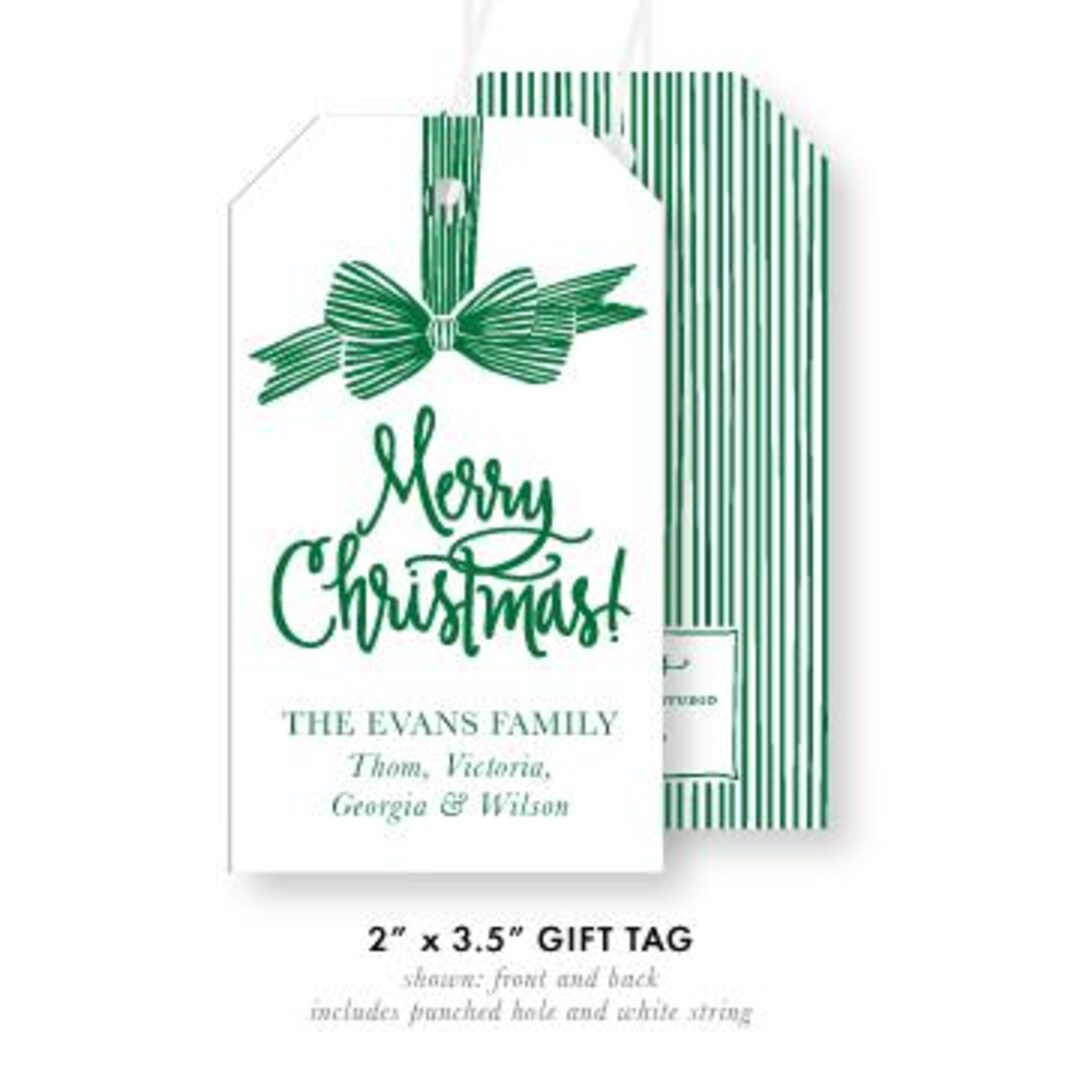 Stripe Bow Green Gift Tag personalized - Etsy