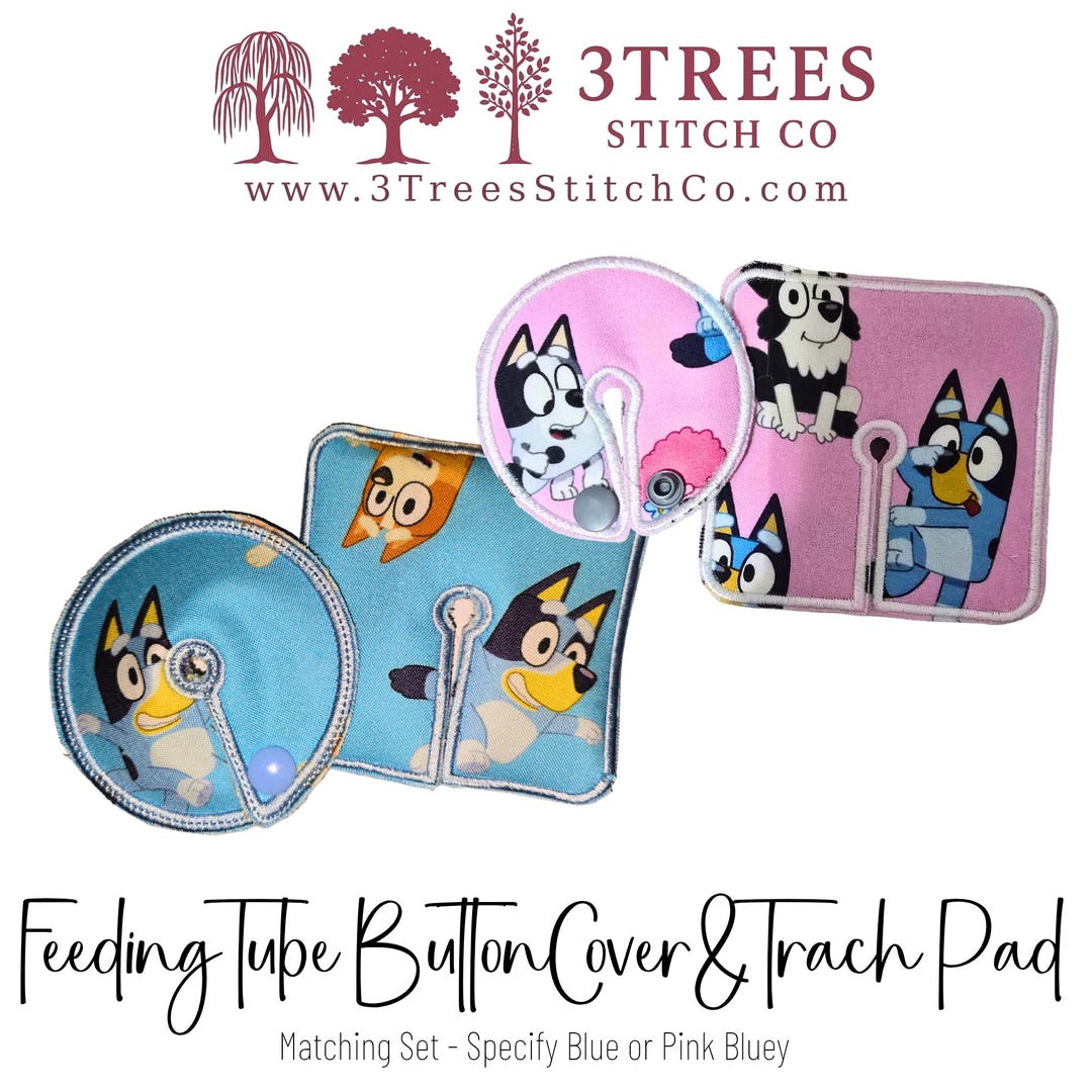 Bluey G-tube Button Cover + Trach Pad Set - Etsy