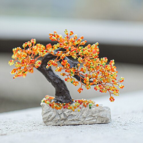 Beaded Artificial Tree Tiny Bonsai 3 Tree Statue | Etsy
