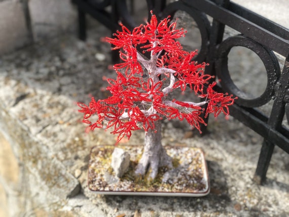 Artificial Japanese Red Maple Wire Wrapped Bonsai - Etsy