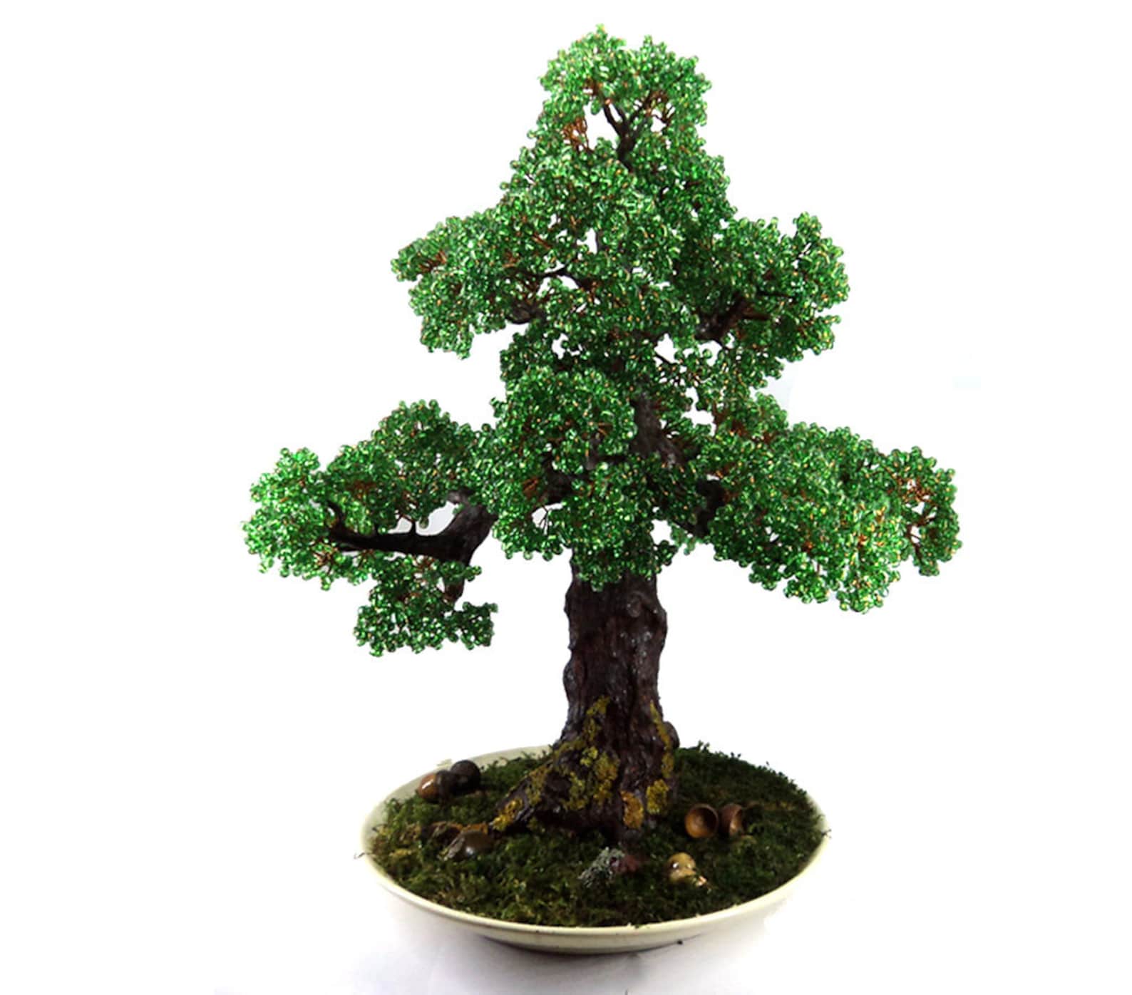 Beaded Artificial Wire Oak Tree - Miniature Tree - Beaded Autumn ...