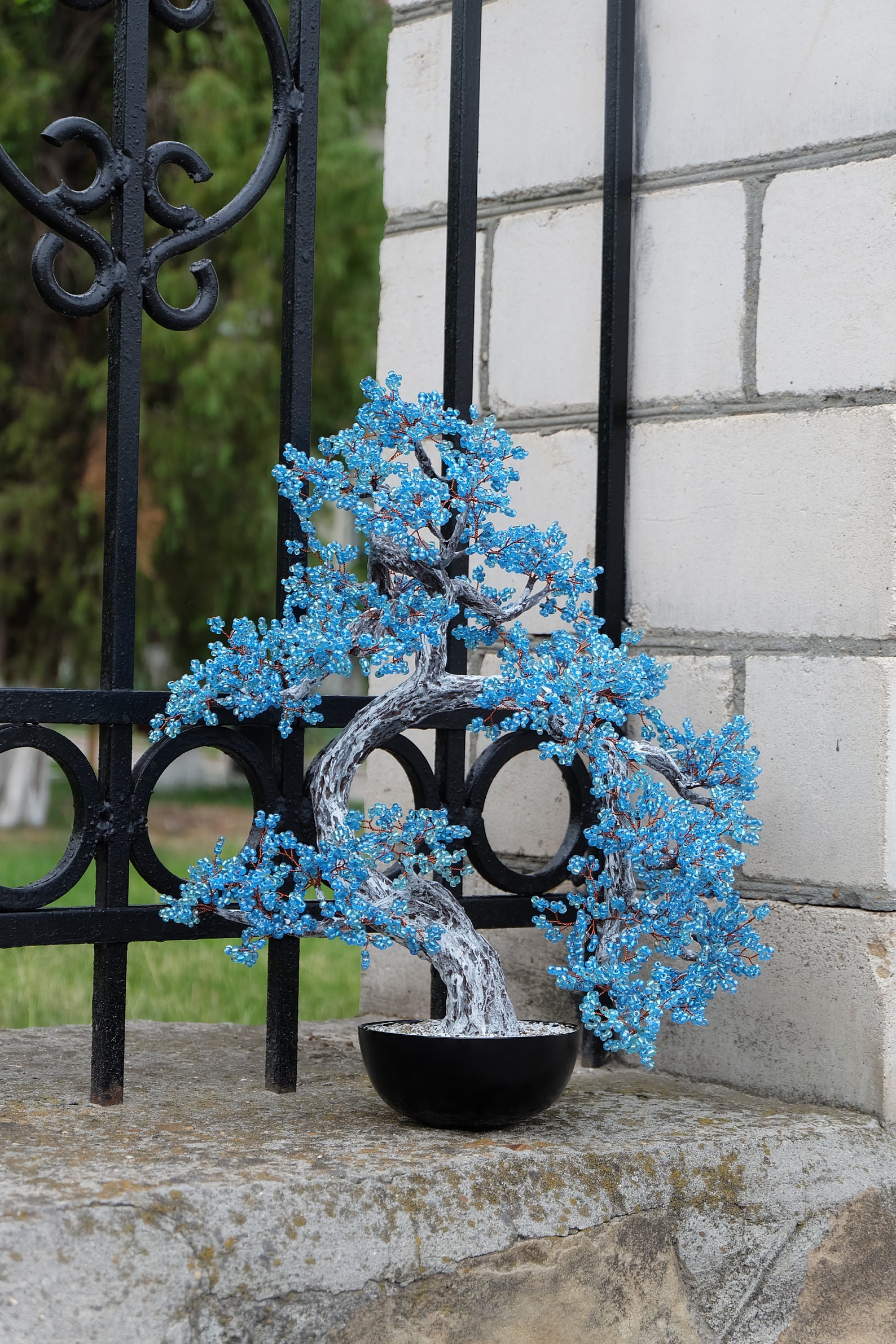 Beaded Artificial Tree Red Bonsai size L, Autumn Japanese Bonsai, Feng ...