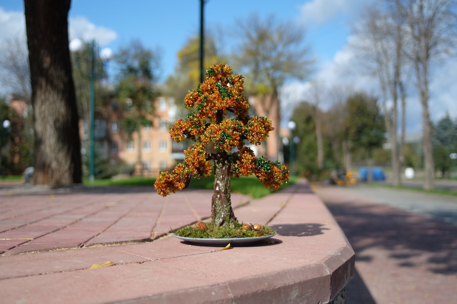 Beaded Artificial Wire Oak Tree - Miniature Tree - Beaded Autumn ...