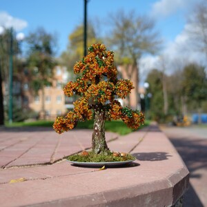 Beaded Artificial Wire Oak Tree - Miniature Tree - Beaded Autumn ...
