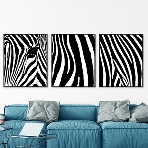 Black White Zebra Print, Zebra Wall Decor, Animal Print, Living Room ...
