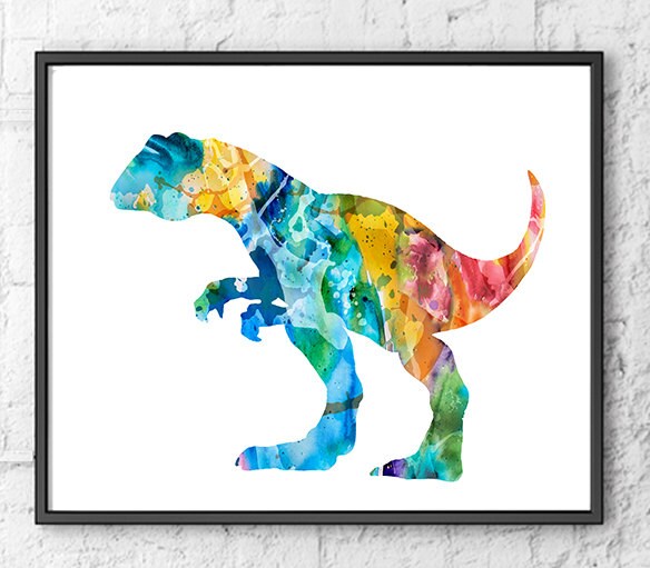 Dinosaur Art Print nursery dinosaur print colorful kids wall | Etsy