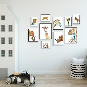 Animal Art Print Watercolor Prints Set Nursery Animals Wall Art, Kids ...