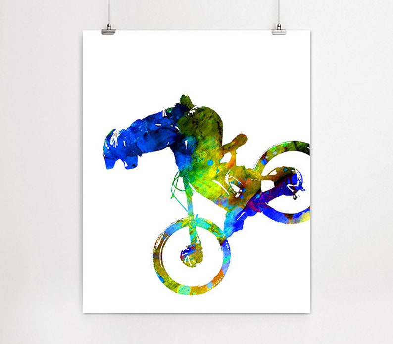 Extreme Sport art print bicycle print BMX tricks bike poster | Etsy