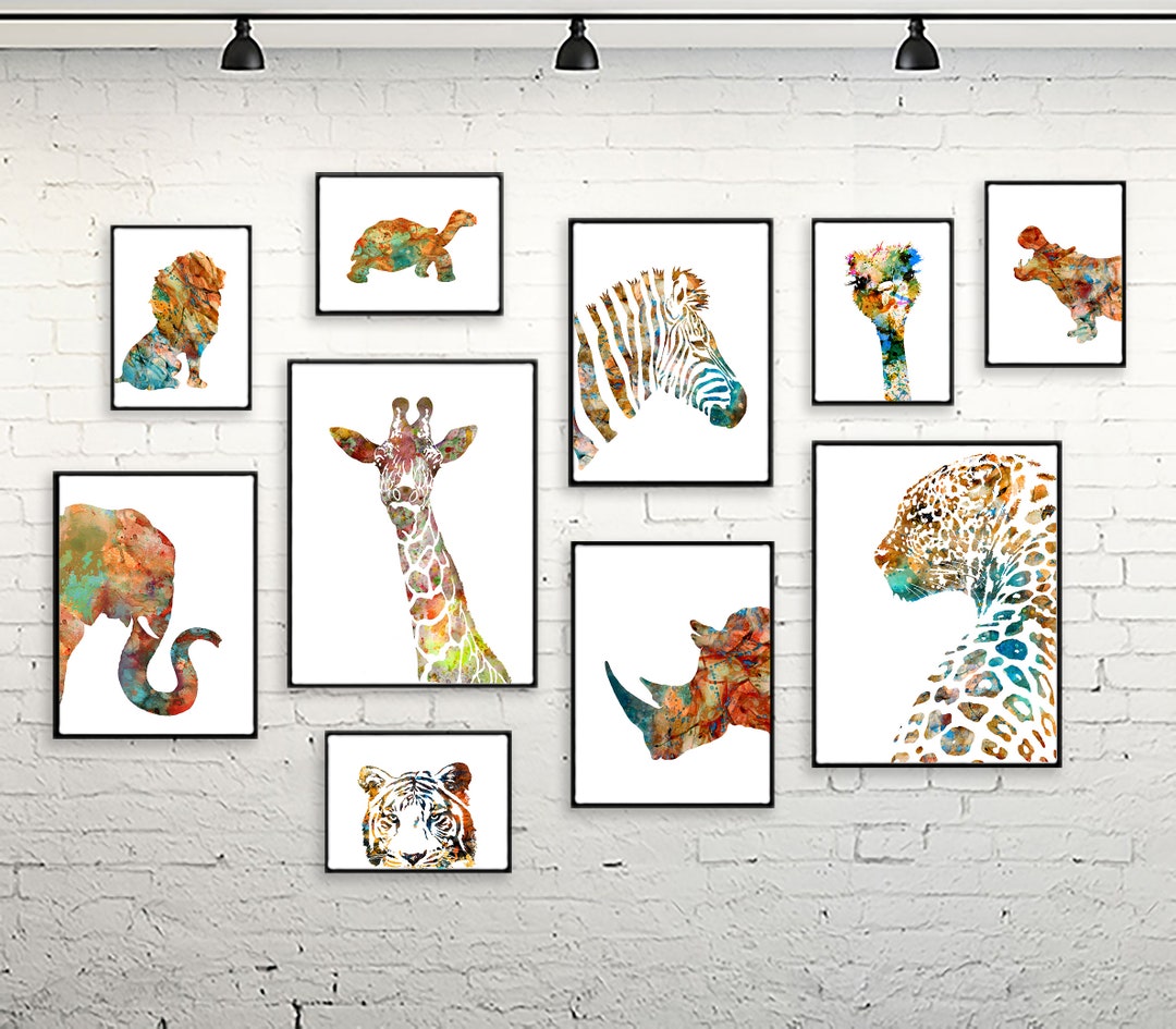 Animal Art Print Watercolor Prints Set Nursery Animals Wall Art, Kids ...