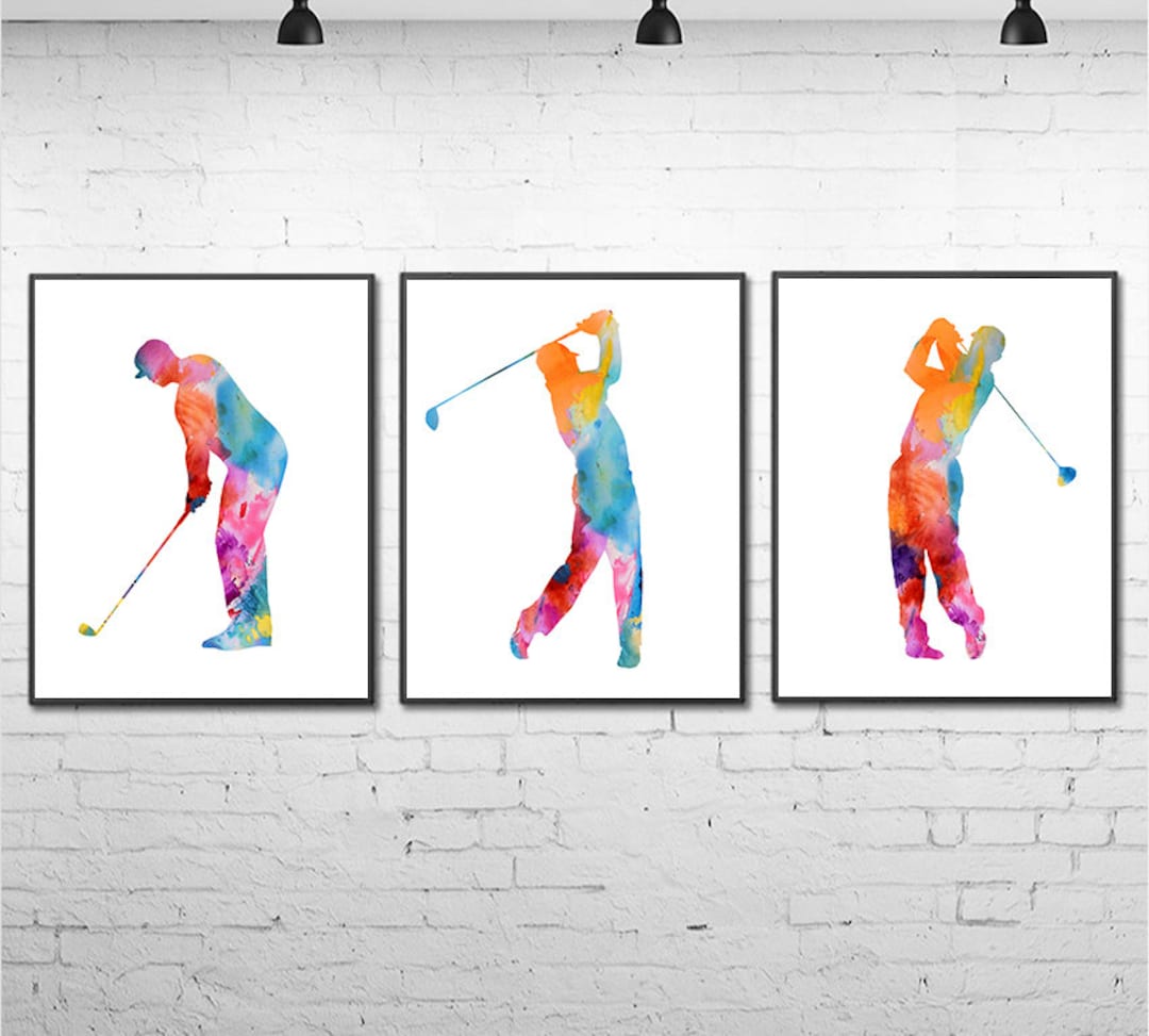 Watercolor Golf Print, Golf Poster, Golfer Gift, Sport Print Set, Kids ...