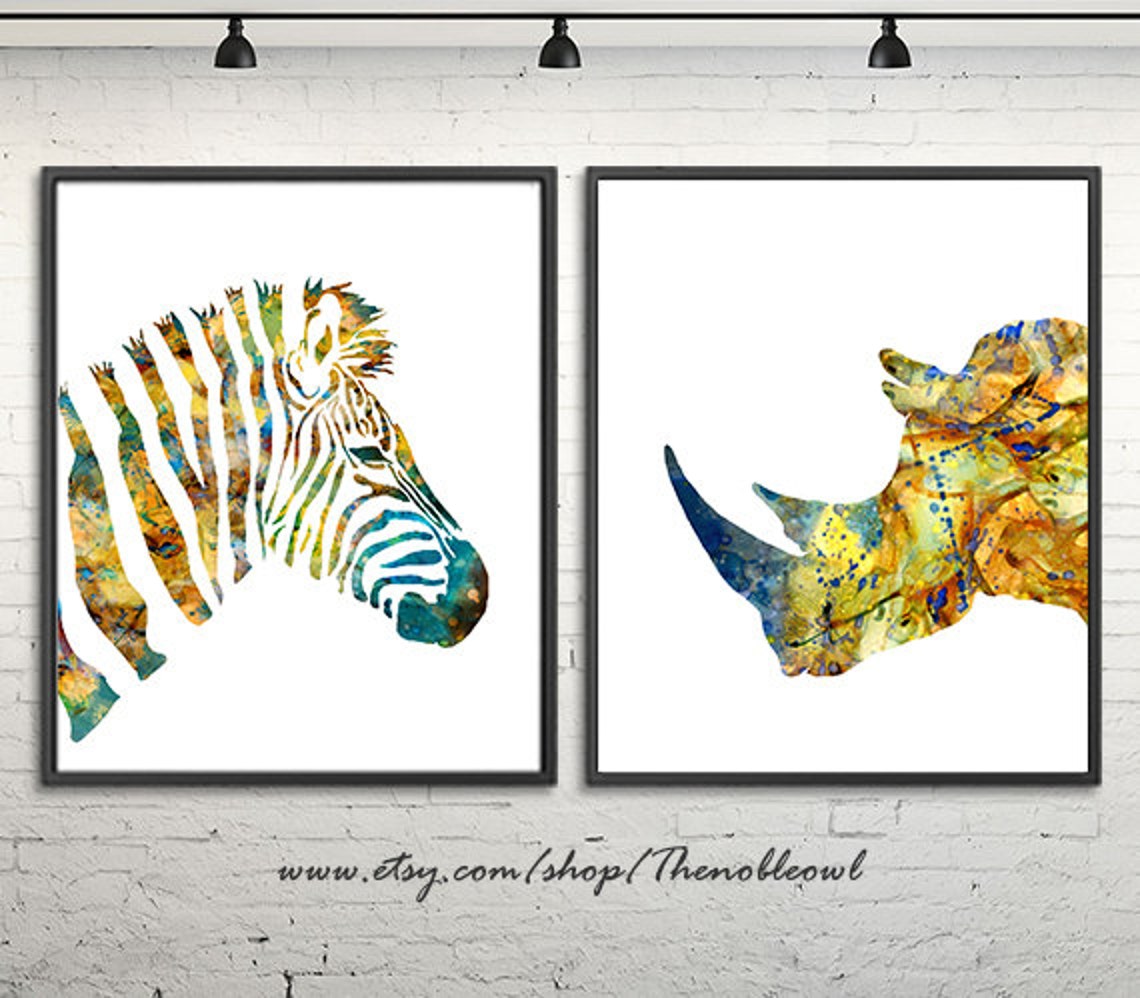 Animal Print Animal Art African Animal Decor Watercolor - Etsy