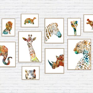 Kids Animal Art Print Watercolor Prints Set Nursery Animals Wall Art ...