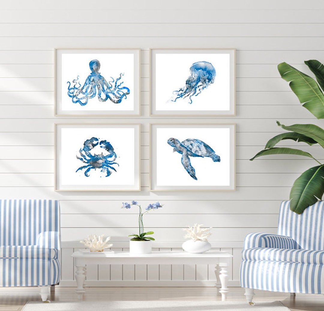 Nautical Poster Set of 4 Prints Ocean Prints Ocean Art Pint Sea Prints ...