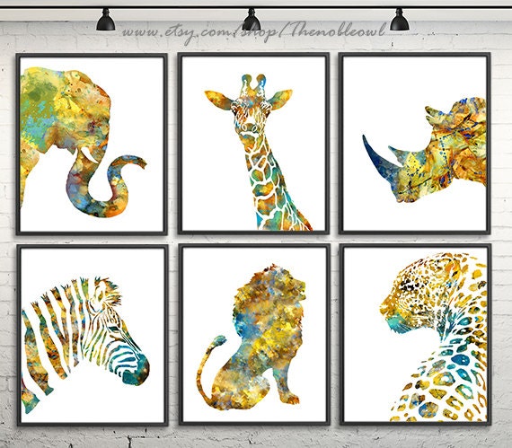 Animal print animal art african animal decor watercolor | Etsy