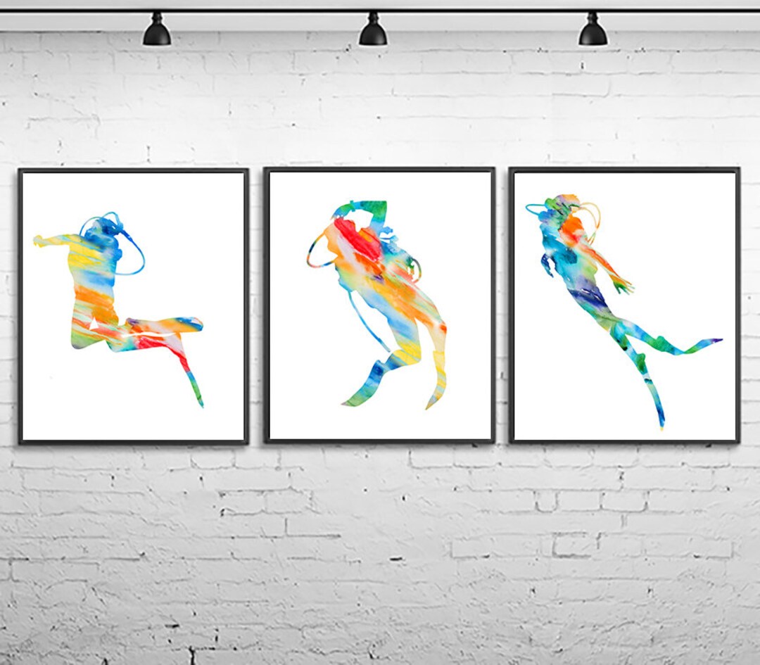 Scuba Diving Print, Watercolor Scuba Diving Poster, Sports Decor, Boys ...