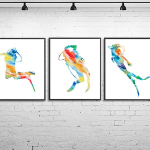 Scuba Diving Print, Watercolor Scuba Diving Poster, Sports Decor, Boys ...