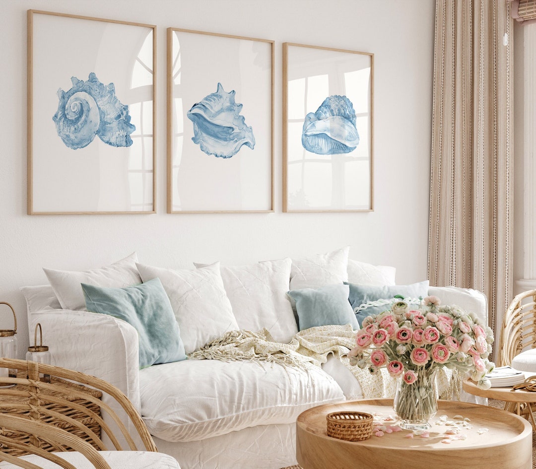 Watercolor Shell Prints, Shell Poster, Ocean Art Prints Set of 3 ...