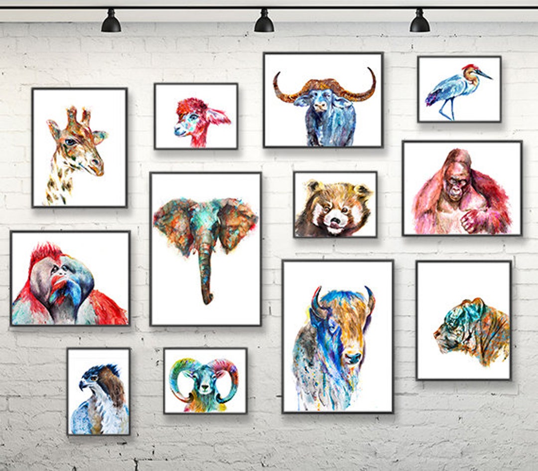 Animal Art, Animal Print, Watercolor Prints Set, Nursery Animals Wall ...