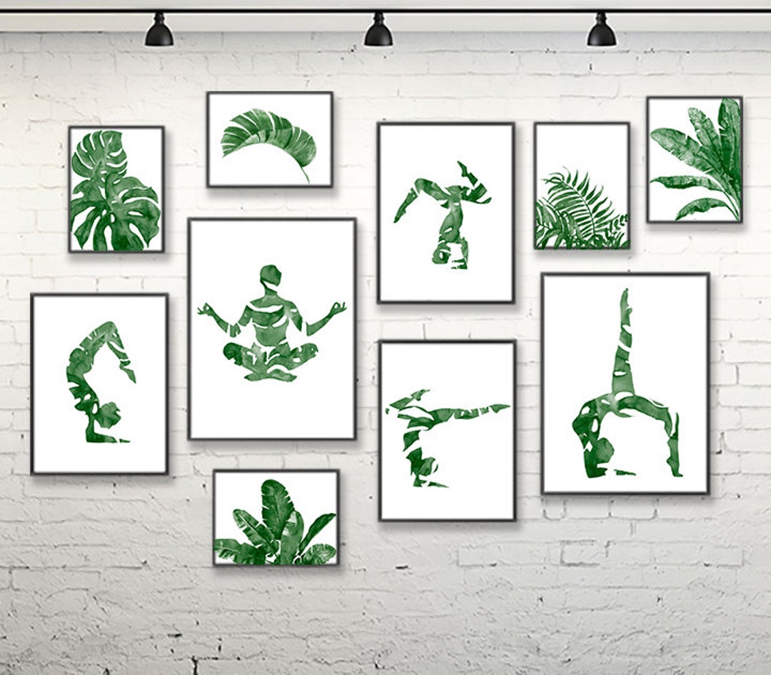 Nature Yoga Prints, Yoga Posters, Yoga Leaf Prints, Leaves Green Yoga ...