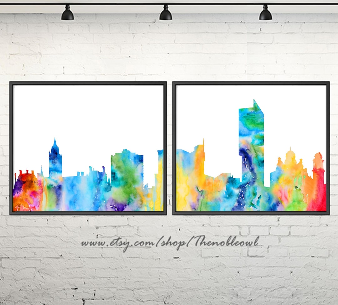 Manchester Skyline England, Manchester Print, Manchester Cityscape ...