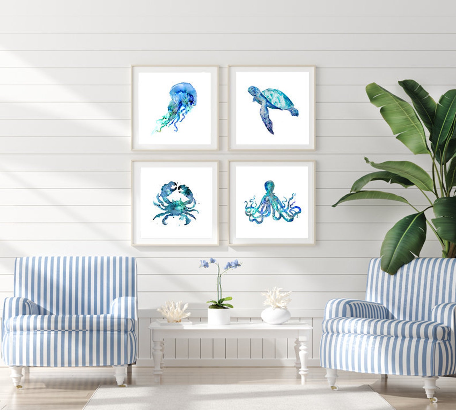 Coastal Wall Art Coastal Wall Decor Nautical Art Print Set - Etsy